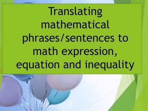 Translating Algebraic Expression Math 7ppt