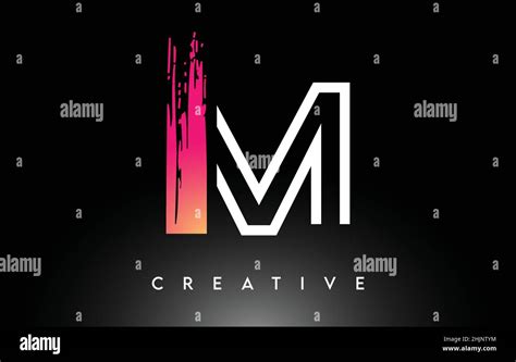 Brush Letter M Logo Design With White Outline And Black Background