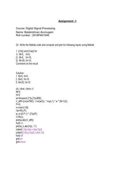 Dsp Assignment 2018pa01046 Pdf Computer Engineering Electronics