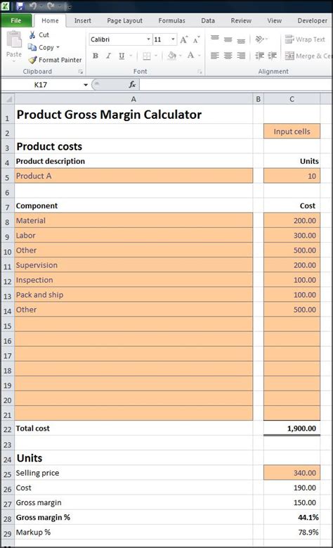 Gross Margin Calculator Plan Projections