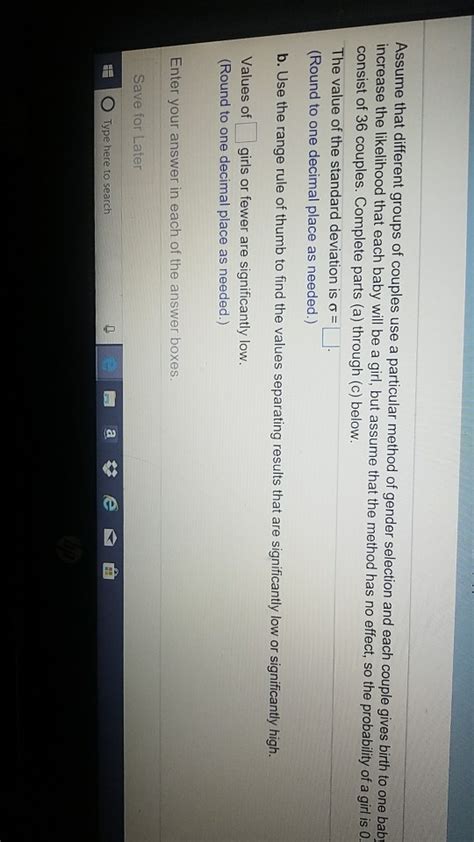 Solved Assume That Different Groups Of Couples Use A Chegg Com