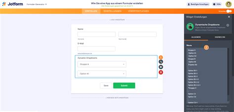 Wie Sie Das Dynamische Dropdown Widget Konfigurieren