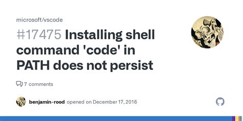 Installing Shell Command Code In Path Does Not Persist · Issue 17475 · Microsoftvscode · Github