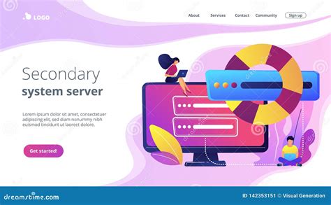 Backup Landing Page Template Set Tiny Characters In Data Center Around