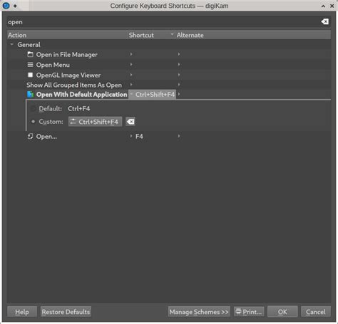 Keyboard Shortcut For Open With Gimp Digikam