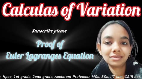 Proof Of Euler Lagrange Equation By Pooja Gupta