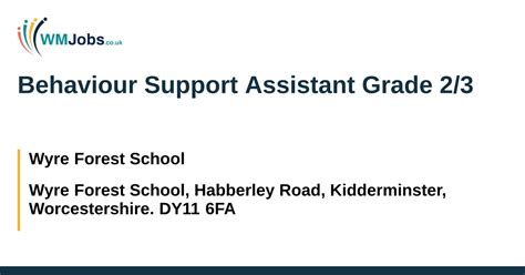 Behaviour Support Assistant Grade 23 Job With Wyre Forest School 235364