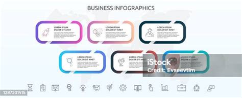 인포그래픽 은 6 단계 아이콘으로 직사각형 다이어그램 비즈니스 웹 배너 워크플로 레이아웃 프레젠테이션 정보 그래프 타임 라인 콘텐츠 수준 차트 프로세스 다이어그램에 사용되는
