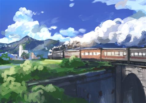 Safebooru Absurdres Blue Sky Blurry Bridge Building Clouds Cloudy Sky