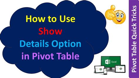 Pivot Table Tricks How To Use Show Details Option In Pivot Table Youtube