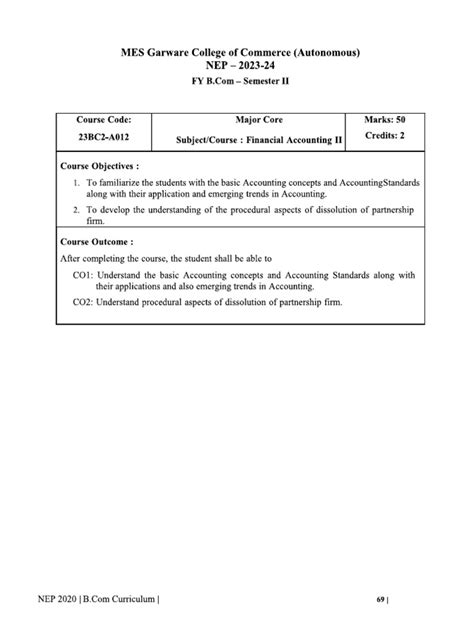 Bcom Nep 2 Sem Syllabus Compressed Pdf