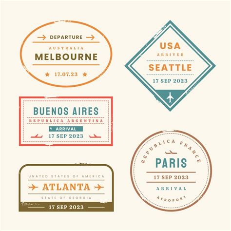 Free Vector Flat Design Passport Stamp Set