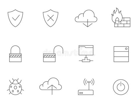 Outline Icons Computer Network Stock Vector Illustration Of Lock Disk 193262542