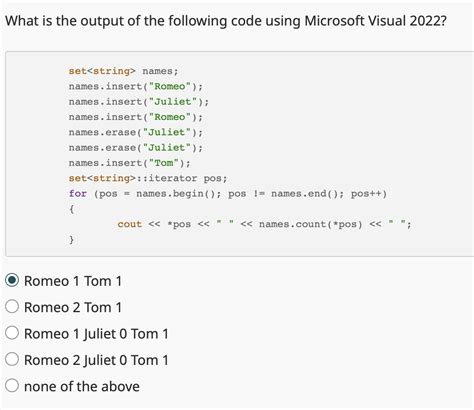 Solved What Is The Output Of The Following Code Using
