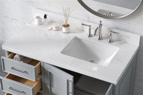White Quartz Bathroom Countertops With Sink
