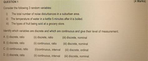 solved question 1 4 ﻿marks consider the following 3 ﻿random