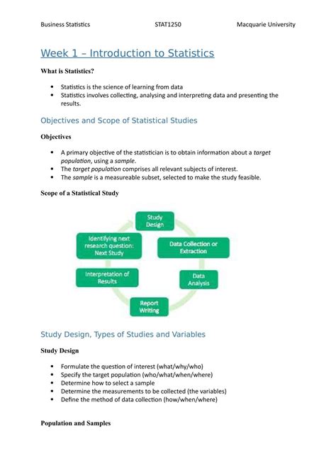 Business Statistics Lecture Notes Stat1250 Business Statistics Mq