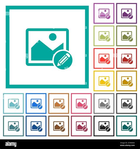 Edit Image Flat Color Icons With Quadrant Frames On White Background Stock Vector Image And Art