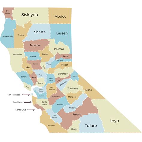 North California Counties Map