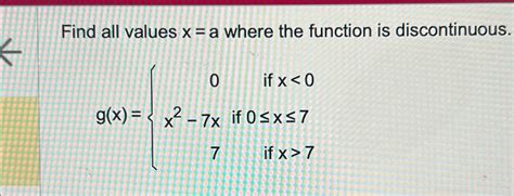solved find all values x a where the function is