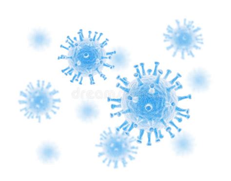 Virus Isolated On White Background Blue Color Stock Illustration