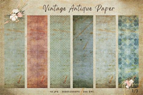 Vintage Antique Digital Scrapbook 18 Old Papers