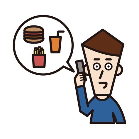 전화로 음식 배달을 요청하는 남성남성의 그림 무료 일러스트 소재집 Kukukeke