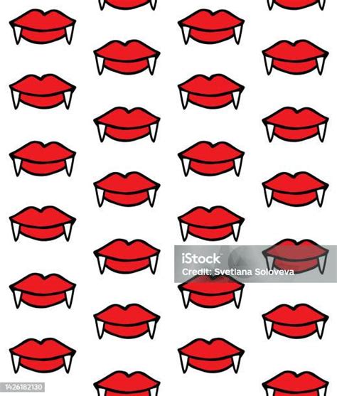 손으로 그린 낙서 스케치 빨간 뱀파이어 입술의 벡터 이음새가 없는 패턴 고딕 양식에 대한 스톡 벡터 아트 및 기타 이미지 고딕 양식 공포 무서움 공휴일 Istock