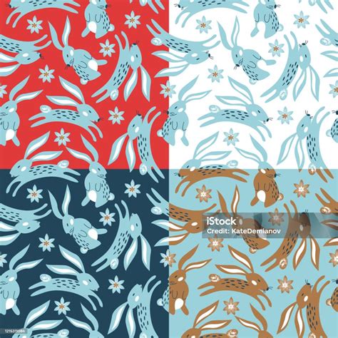 스프링 이음새가 있는 패턴 벡터 귀여운 그림입니다 직물 이나 종이에 인쇄에 대 한 의류 배경 화면 포장지 식탁보 패턴 가공의 인물에 대한 스톡 벡터 아트 및 기타 이미지