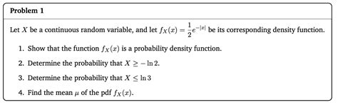 solved problem 1let x ﻿be a continuous random variable and