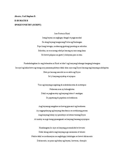 Spoken Poetry Script Pdf