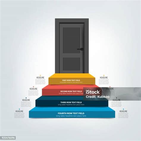 Infografis Pintu Dan Tangga Diagram Skema Bagan Templat Ilustrasi Stok