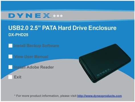 Dynex Dx Phd25 Usb 20 25 Pata Hard Drive Enclosure User Guide