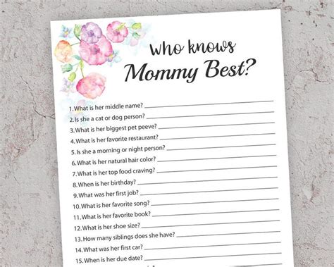 Who Knows Mommy Best Printable
