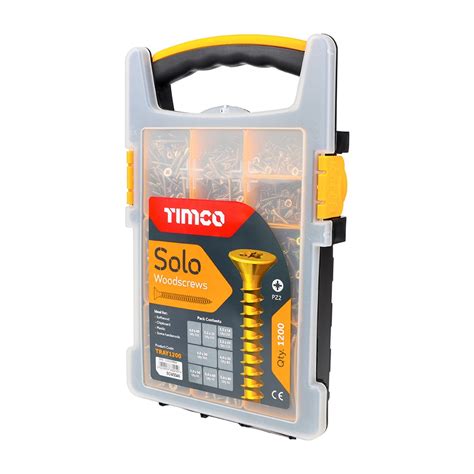 Timco Solo Pz Countersunk Woodscrews Mixed Pack 1200 Mss Tools