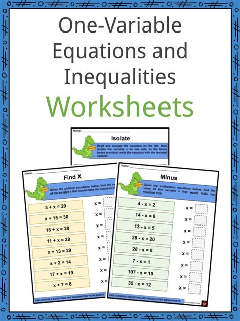 One Variable Equations Worksheets Tessshebaylo