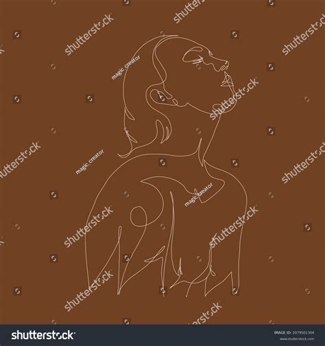 Linear Drawing Naked Female Body One Stock Vector Royalty Free