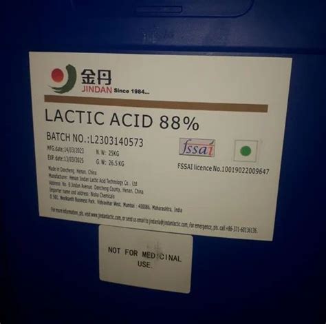 Lactic Acid 88 For Bakery Packaging Size 25 Kg At ₹ 175kg In Mumbai