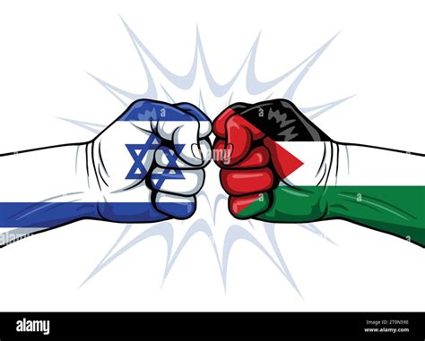 Israel Palestine War Fighting Conflict Tension Punching Fist Concept