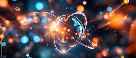 Modern Visualization Of An Atom Molecular Structure Featuring Detailed Electron Paths And