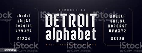 어반 모던 알파벳 글꼴입니다 타이포그래피 간단한 응축 높은 키가 다목적 서체 스타일 글꼴 벡터 일러스트레이션 디트로이트 미시간에 대한 스톡 벡터 아트 및 기타 이미지
