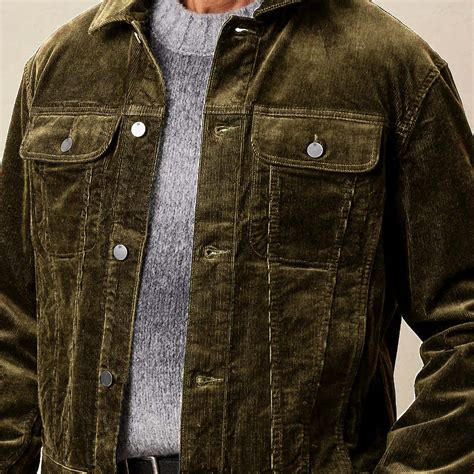 Mens Vintage Long Sleeve Corduroy Trucker Jacket