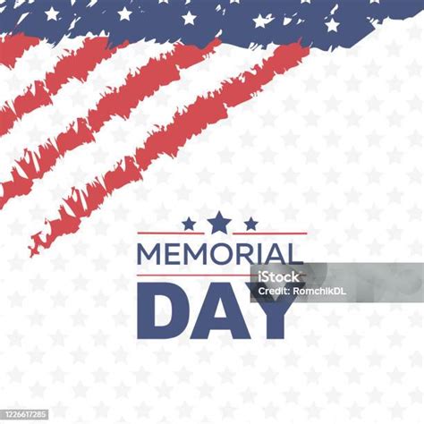 미국 현충일 전통색 미국의 국기와 필기 글꼴추상적 배경 휴일 카드 배너 전단지 스톡 일러스트용 템플릿 5월에 대한 스톡 벡터 아트 및 기타 이미지 Istock