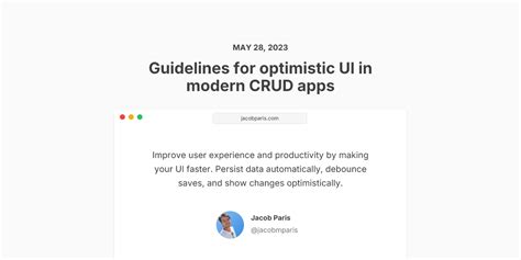 Guidelines For Optimistic Ui In Modern Crud Apps