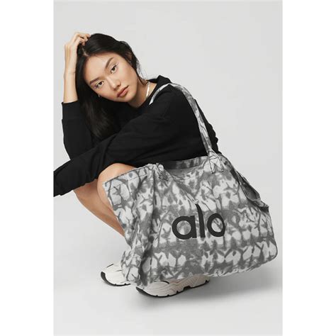 Alo Yoga Bags Alo Yoga Grey Tie Dye Large Shopper Canvas Tote Bag