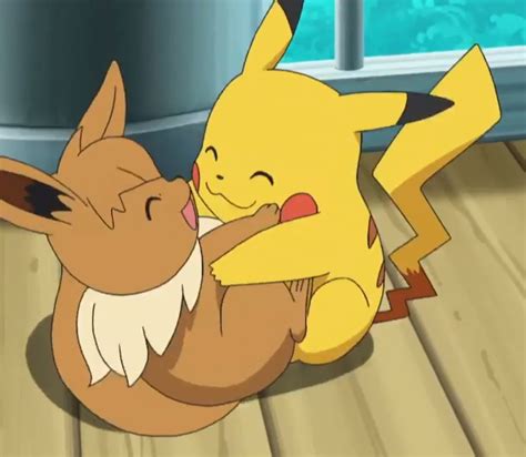 Eevee And Pikachu Kiss