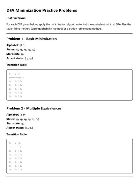 Dfa Minimization Practice Problems Pdf Algorithms Algorithms And Data Structures