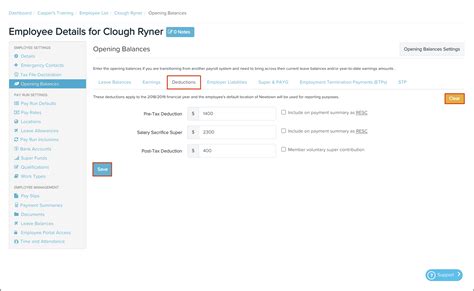 Employee Opening Deduction Balances Payroll Web Platform Employment Hero Help Centre AU