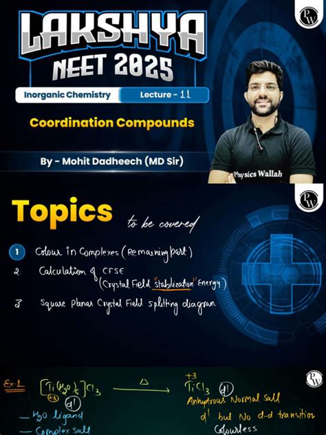 Coordination Compound 11 Class Notes Lakshya Neet 2025 Pdf
