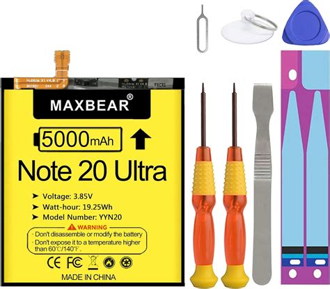 MAXBEAR Galaxy Note 20 Ultra Battery Upgraded 5000mAh 3 85V Li Polymer Replacement Battery For